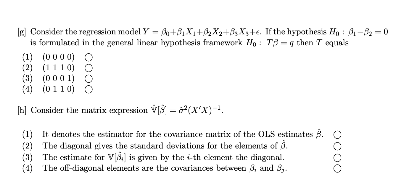 Solved [g] Consider the regression model Y = Bo+B1X1+B2X2+B3 | Chegg.com