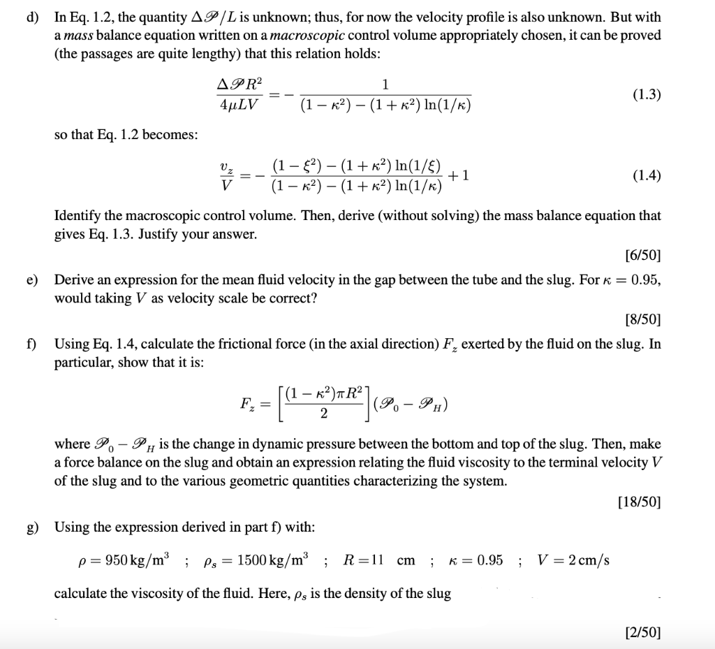 Solved Question 1 A falling-cylinder viscometer consists of | Chegg.com