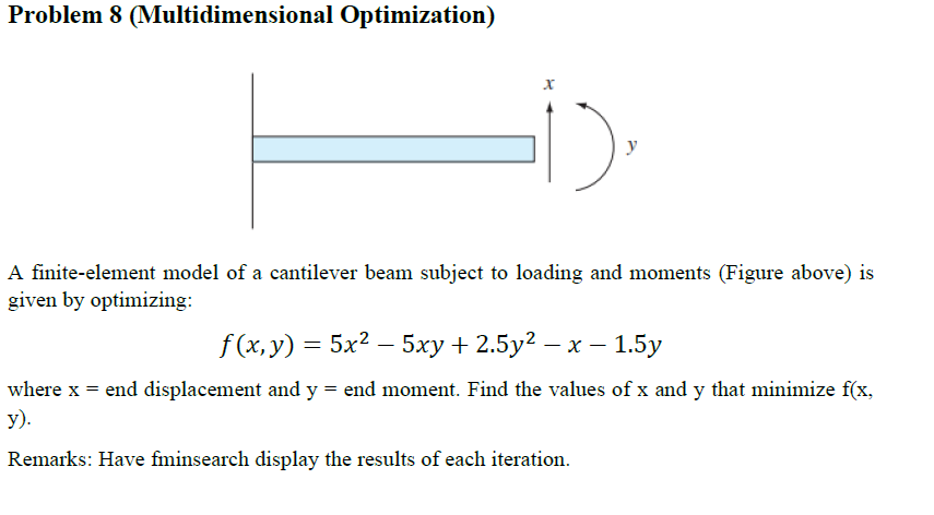 Solved Problem 8 (Multidimensional Optimization) X у A | Chegg.com