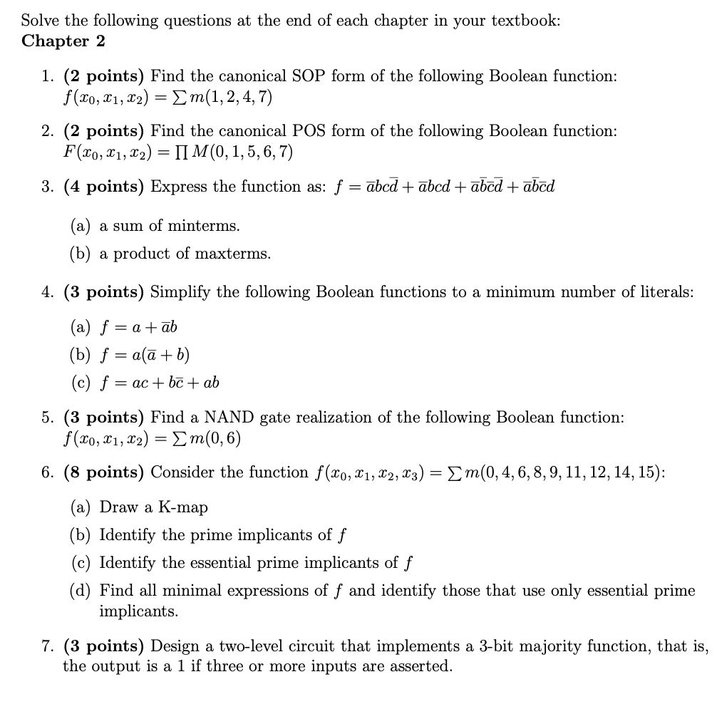 Solved Solve the following questions at the end of each | Chegg.com