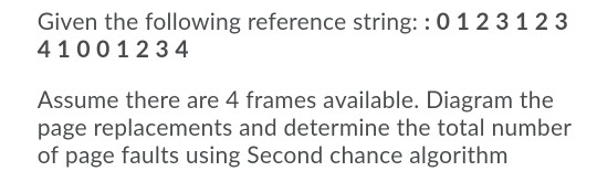 Solved Given the following reference string: : 012 3 1 2 3 4 | Chegg.com