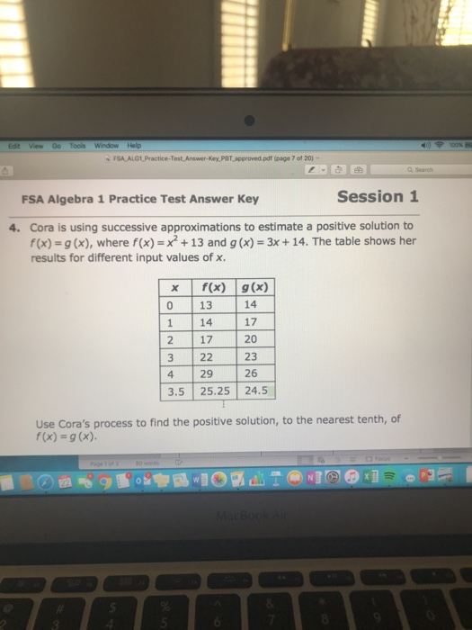 Solved T.approved.pdf (page 7 of 20) Q Search FSA Algebra 1 | Chegg.com