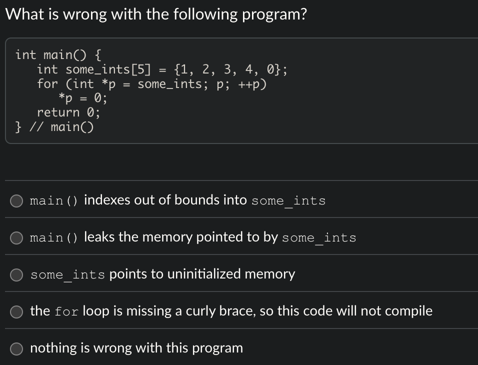 Solved What is wrong with the following program?int | Chegg.com