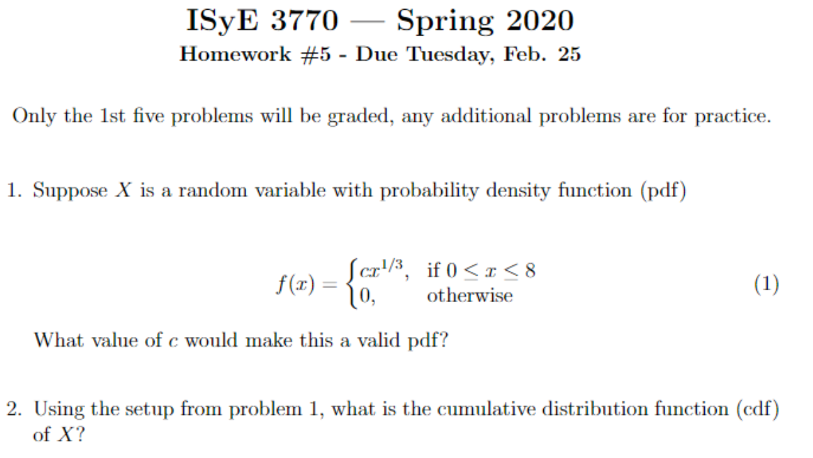 Solved ISYE 3770 — Spring 2020 Homework #5 - Due Tuesday, | Chegg.com Solved ISYE 3770 — Spring 2020 Homework #5 - Due Tuesday, | Chegg.com