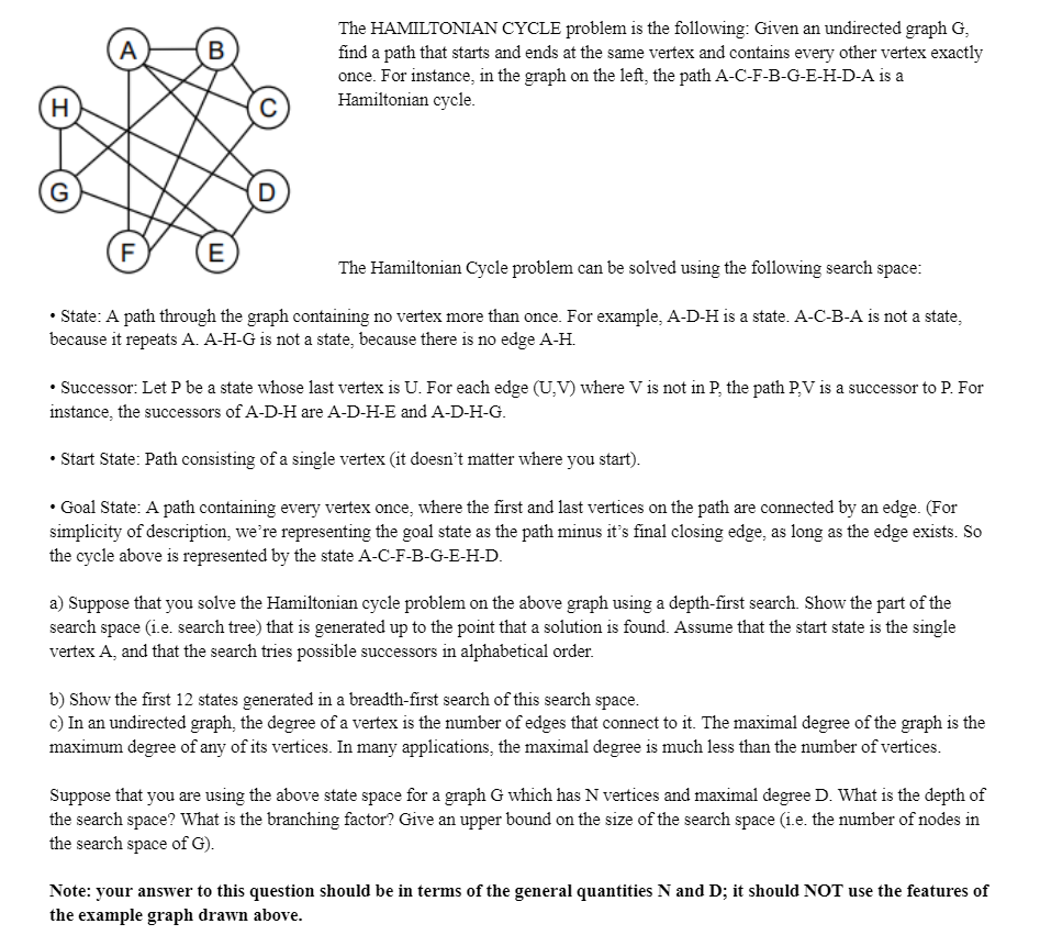 Solved A B The HAMILTONIAN CYCLE problem is the following: | Chegg.com