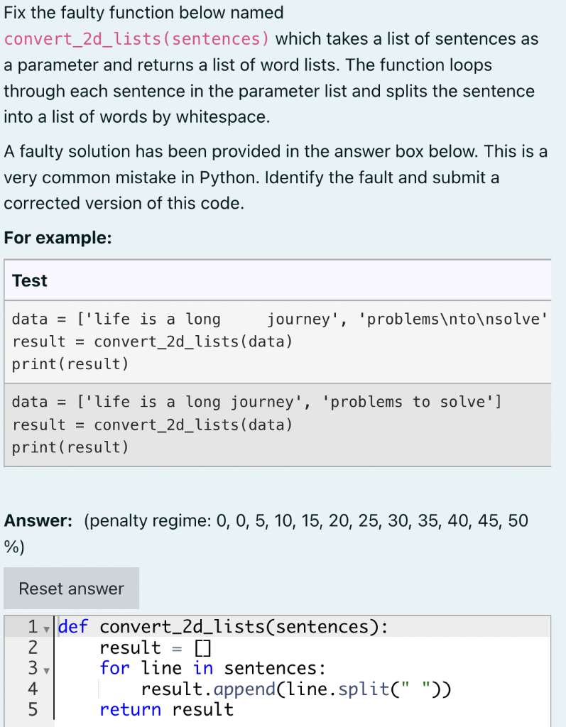Solved Fix the faulty function below named convert_2d_lists | Chegg.com