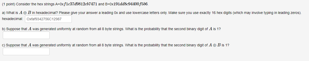 Solved (1 point) Consider the hex strings | Chegg.com