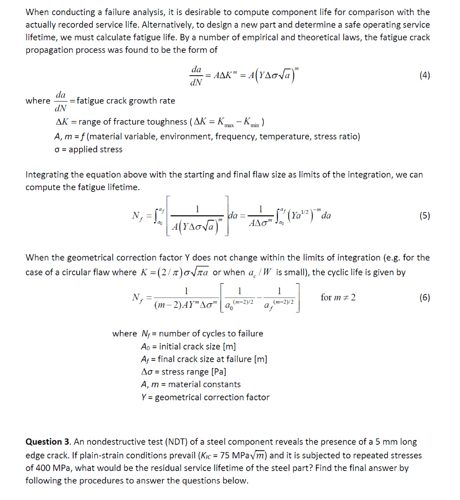 Solved Part A. Failure Analysis -Analysis of Crack | Chegg.com