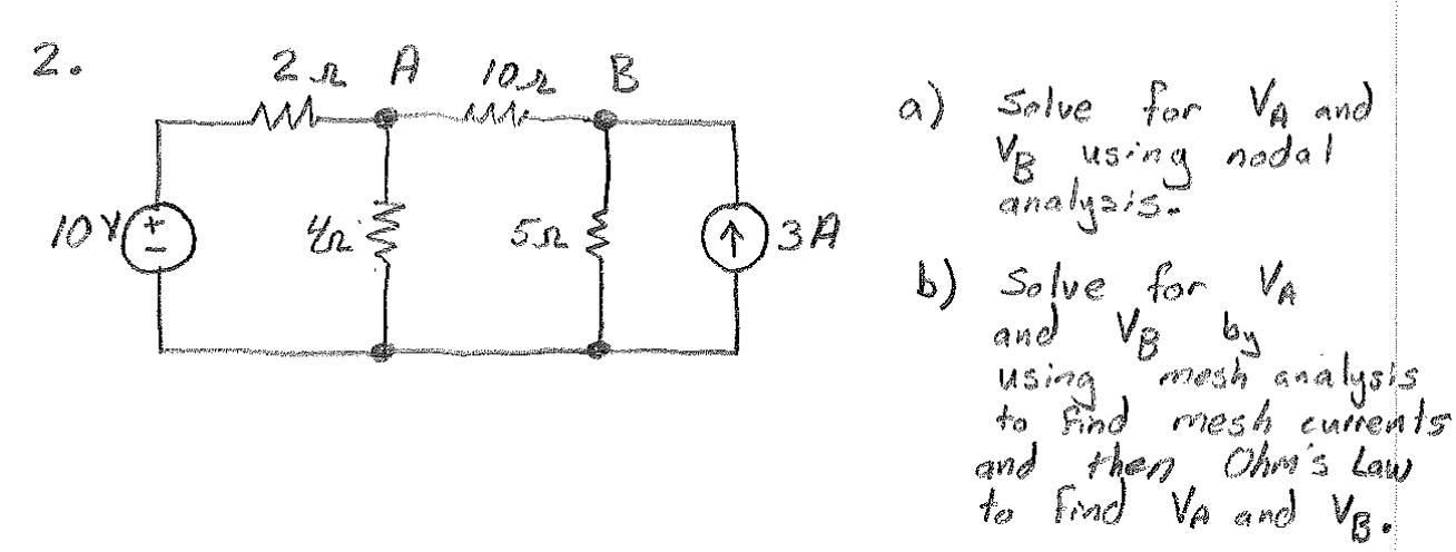 Solved a) Solve for VA and VB using nodal analysis. b) Solve | Chegg.com