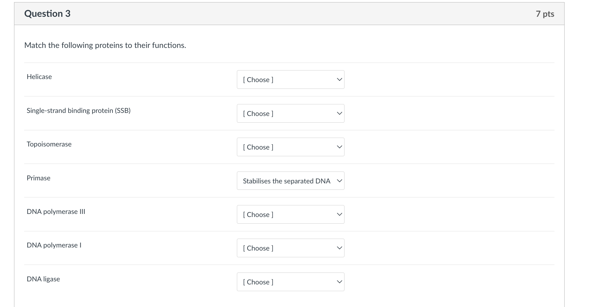 Solved Question 3 7 pts Match the following proteins to | Chegg.com