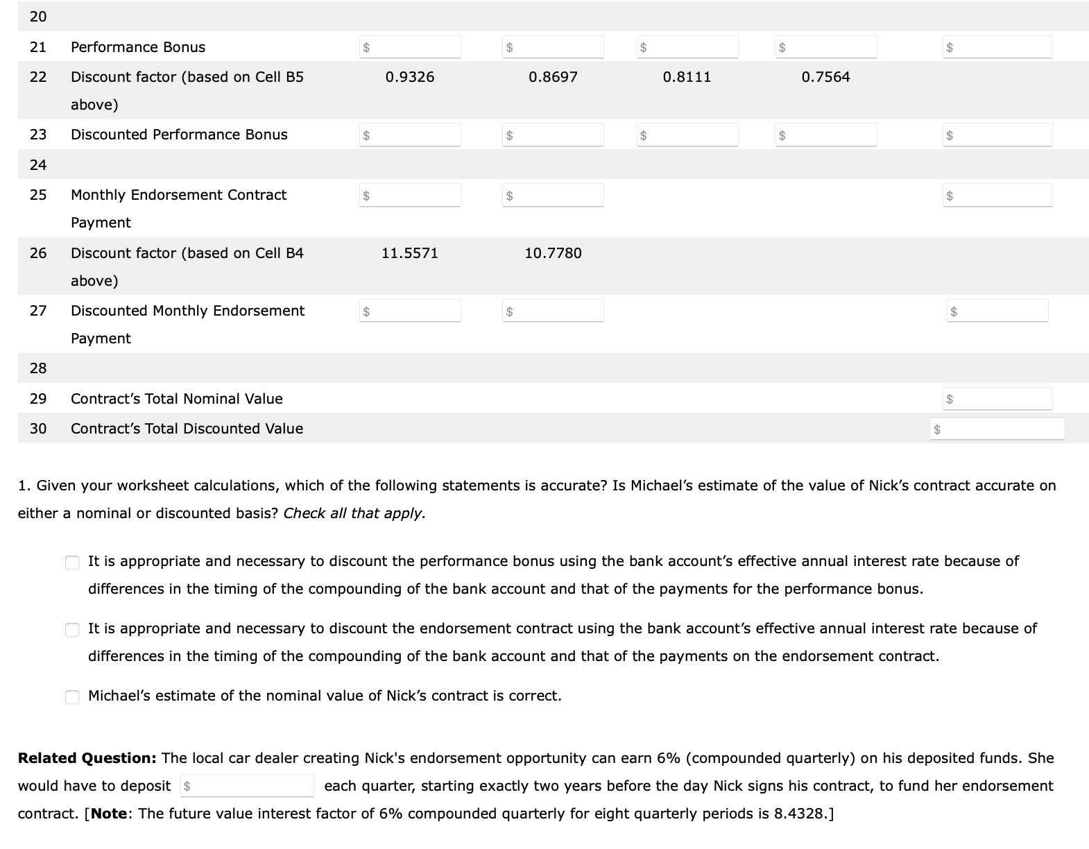 Nick Nohitter's Contract Evaluation Worksheet1. Given | Chegg.com