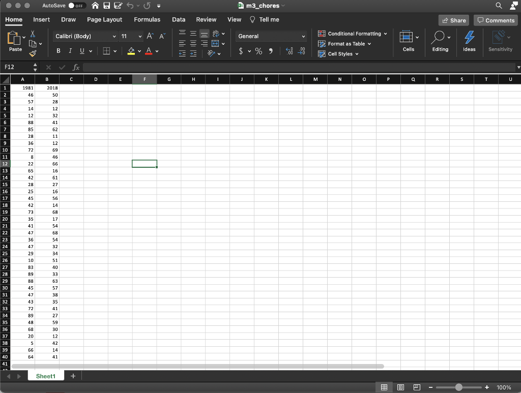 Solved AutoSave OFF m3_chores a HES sro Page Layout Formulas | Chegg.com