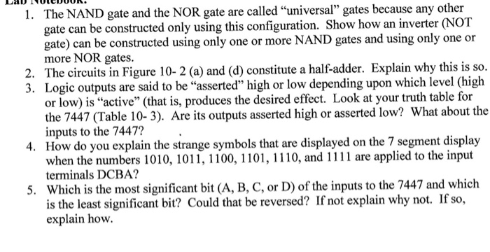 Solved The NAND gate and the NOR gate are called Solved The NAND gate and the NOR gate are called