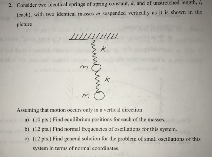 Solved 2. Consider two identical springs of spring constant, | Chegg.com