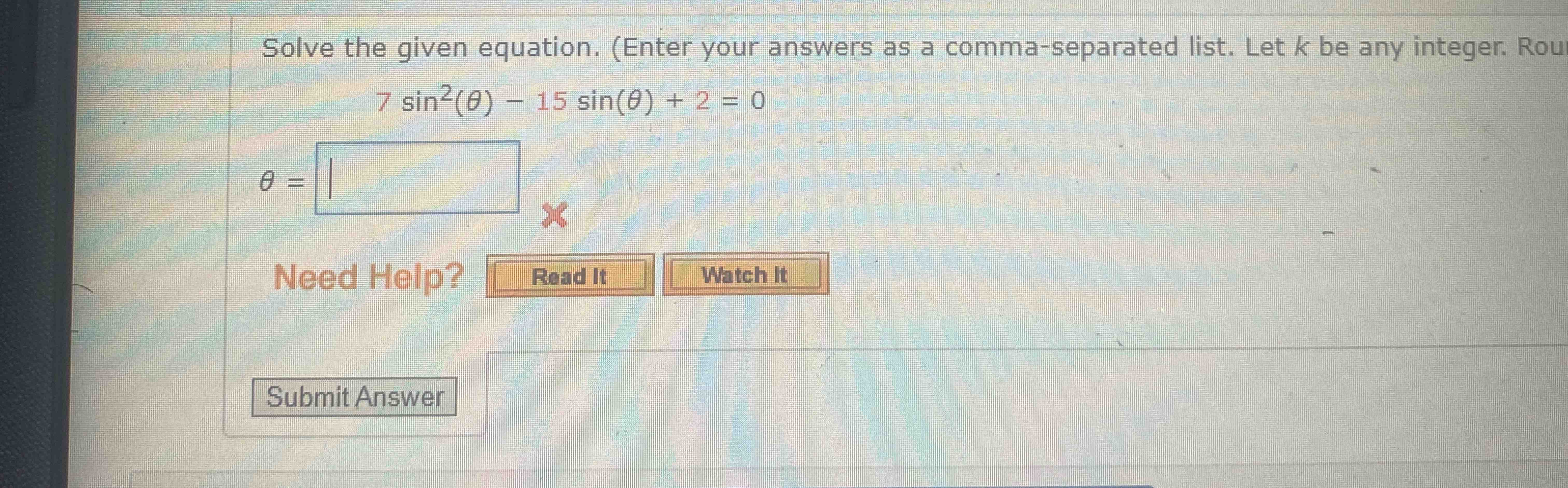 Solved Solve the given equation. (Enter your answers as a | Chegg.com