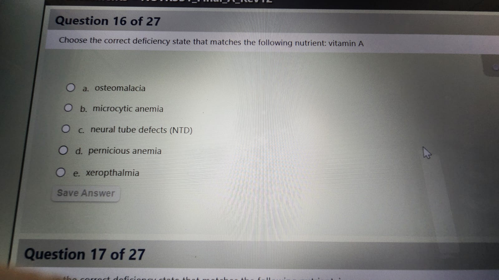 Solved Question 16 ﻿of 27Choose the correct deficiency state | Chegg.com