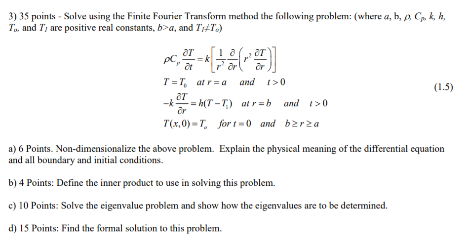 3) 35 points - Solve using the Finite Fourier | Chegg.com