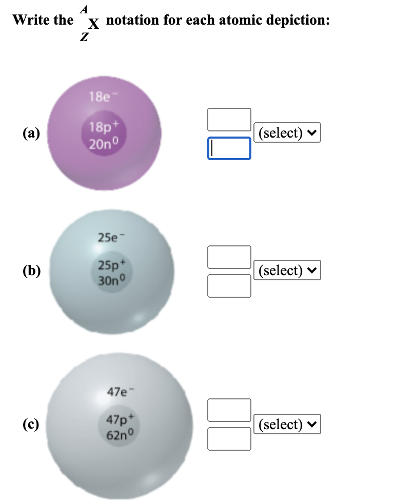 Solved A Write the x notation for each atomic depiction: Z | Chegg.com