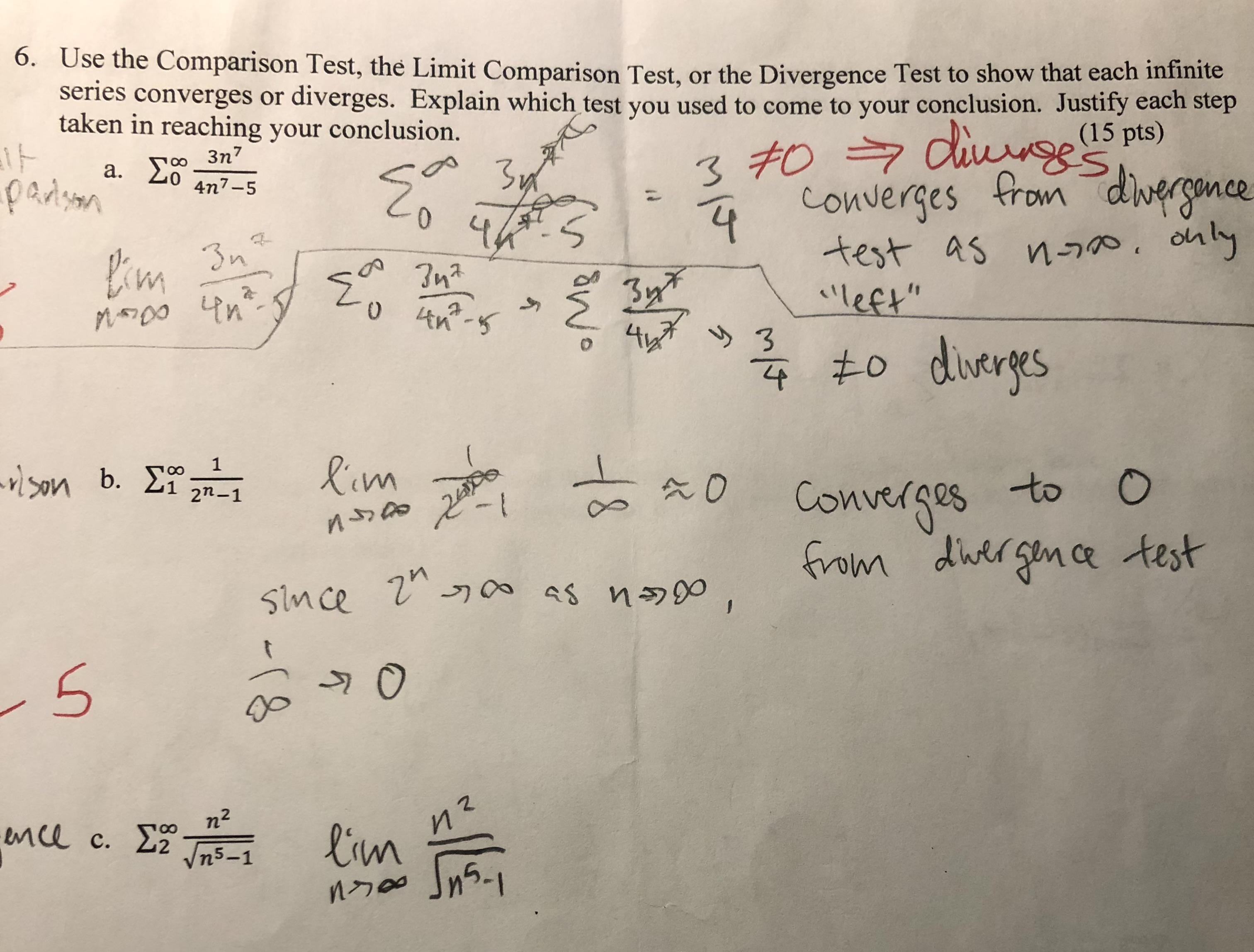 Solved Use The Comparison Test The Limit Comparison Test