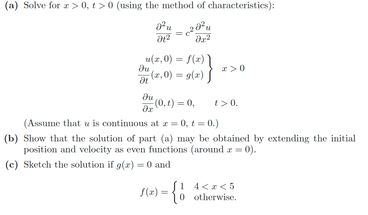 Solved (a) Solve for x>0,t>0 (using the method of | Chegg.com