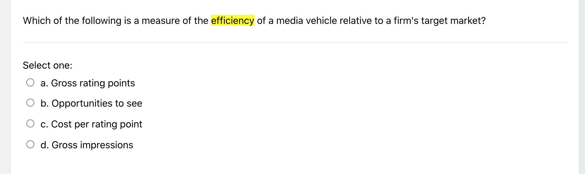 Solved Which of the following is a measure of the efficiency | Chegg.com