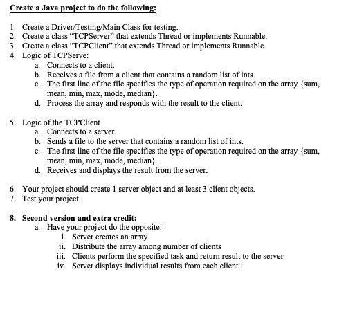 Solved Create a Java project to do the following: 1. | Chegg.com