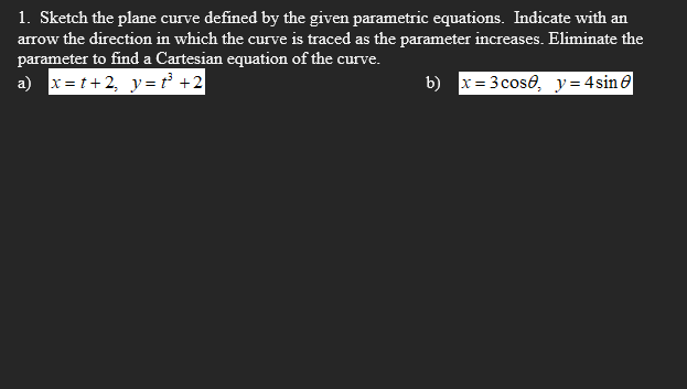 Solved 1. Sketch the plane curve defined by the given | Chegg.com