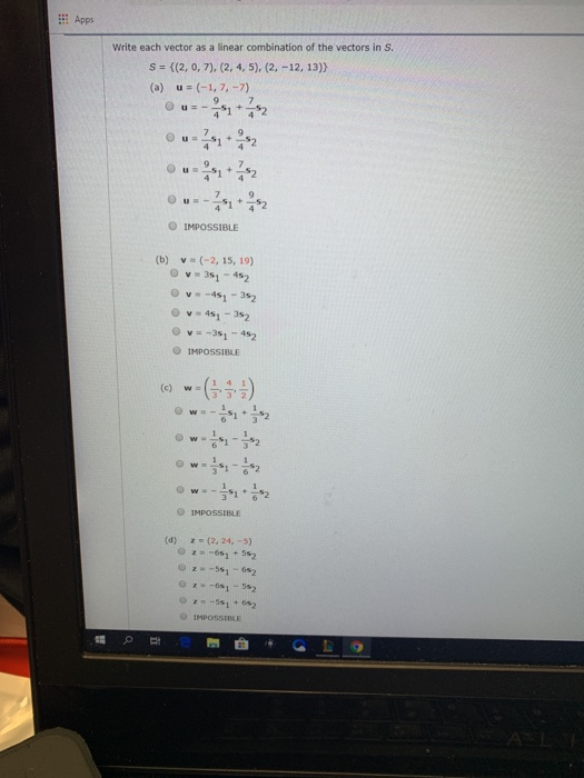 Solved Apps Write each vector as a linear combination of the | Chegg.com