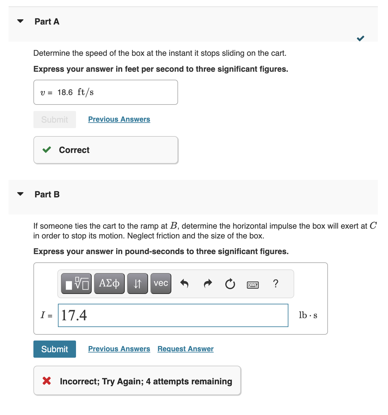 Solved A 30−lb box slides from rest down the smooth ramp | Chegg.com
