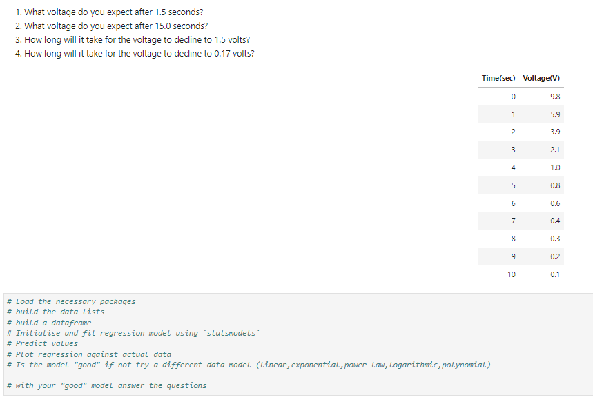 Solved 1. What voltage do you expect after 1.5 seconds? 2. | Chegg.com