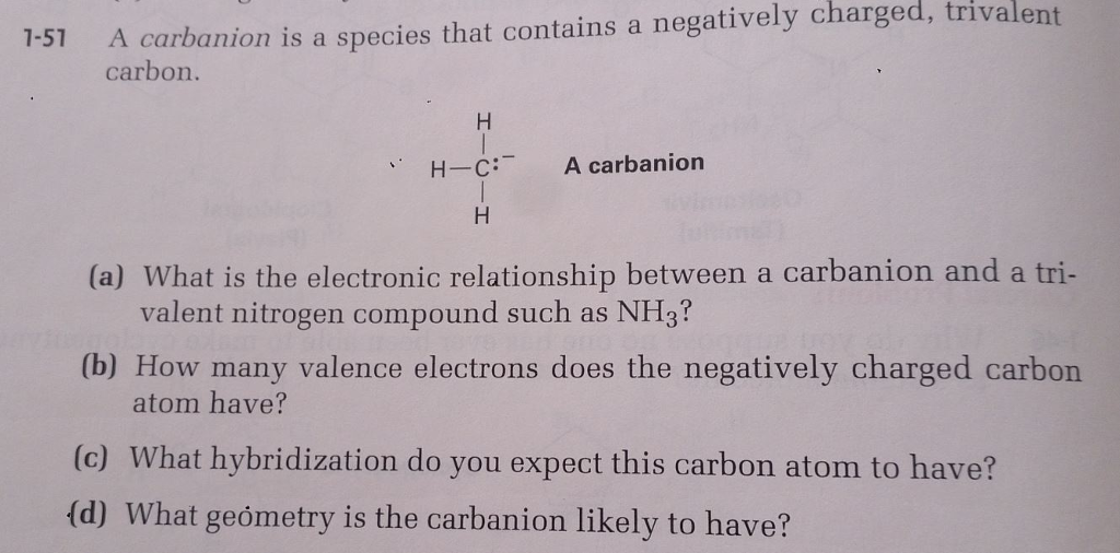 Solved A carbanion is a species that contains a negatively | Chegg.com