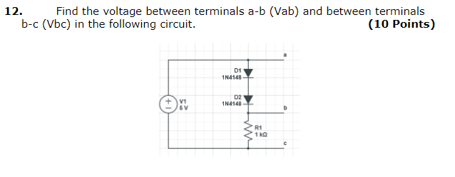 Solved 12. Find the voltage between terminals a−b(Vab) and | Chegg.com