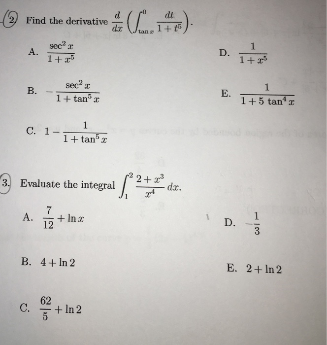Solved Find the derivative d/dx (integral^0_tan x dt/1 + | Chegg.com