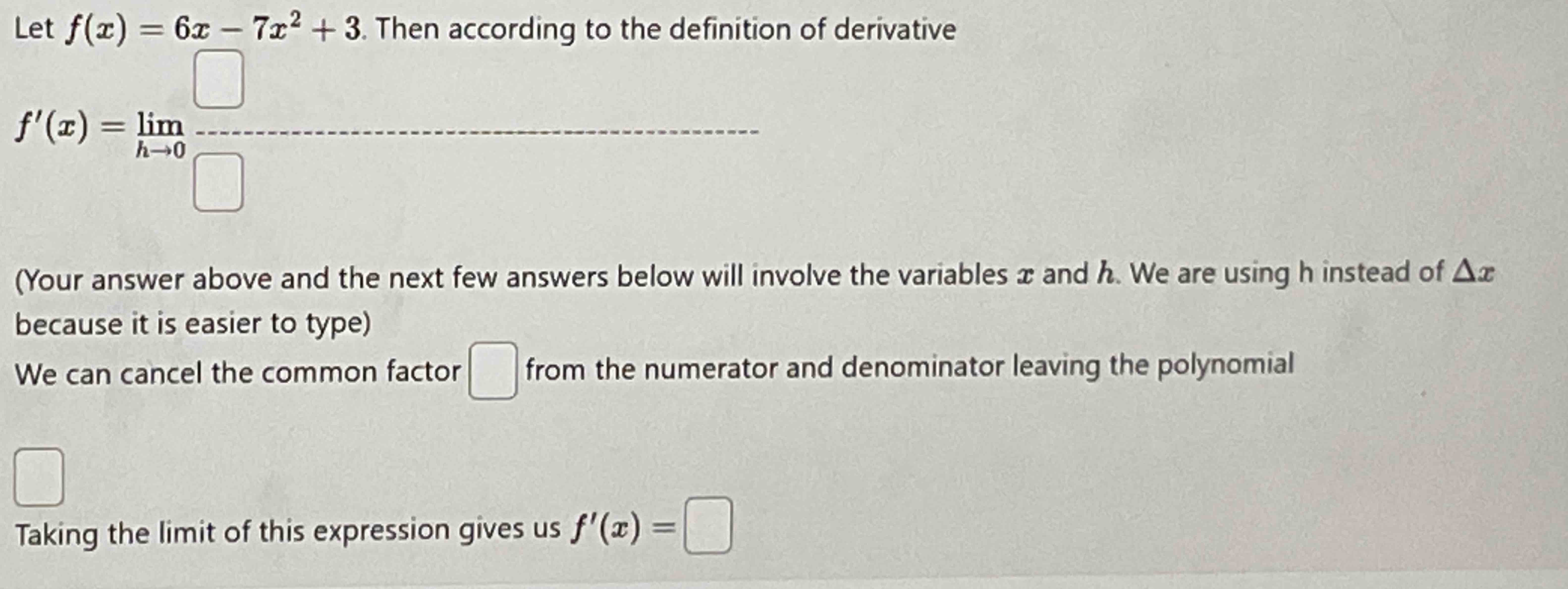 Solved Let f(x)=6x-7x2+3. ﻿Then according to the definition | Chegg.com