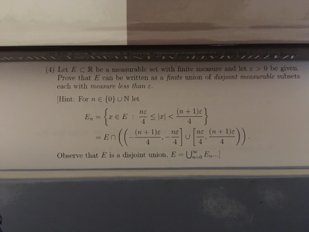 Solved Finite union of disjoint measurable subsets each with | Chegg.com