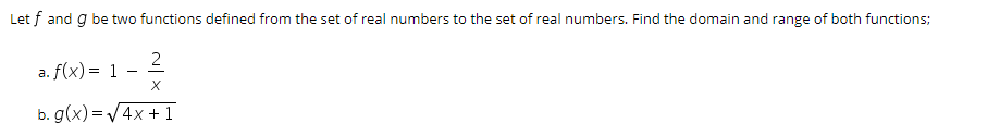 Solved Let f and g be two functions defined from the set of | Chegg.com