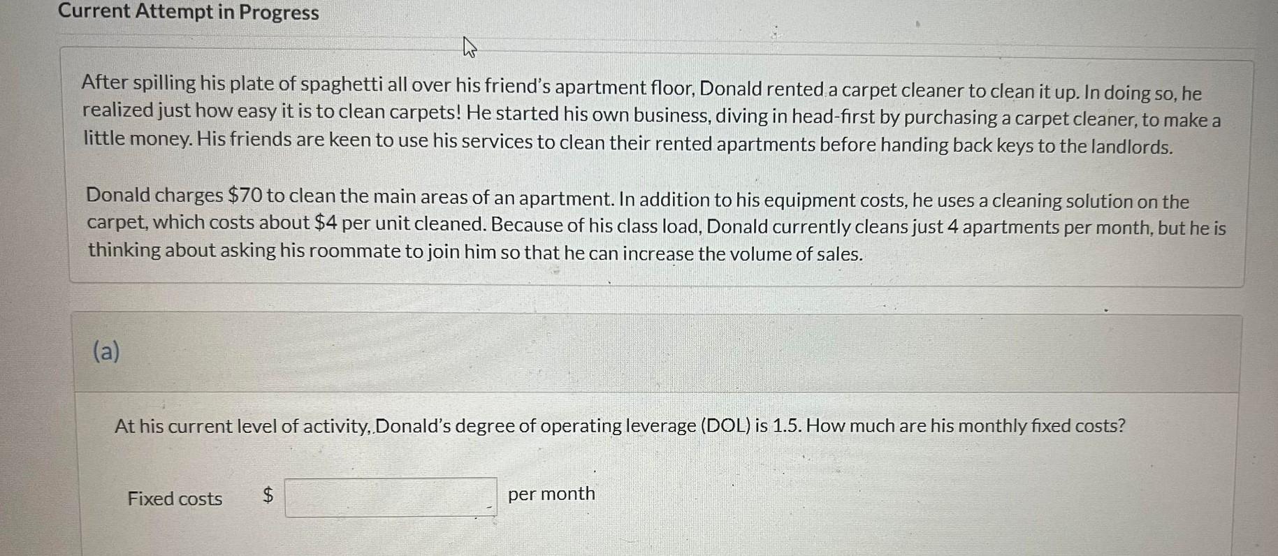 Solved After spilling his plate of spaghetti all over his | Chegg.com