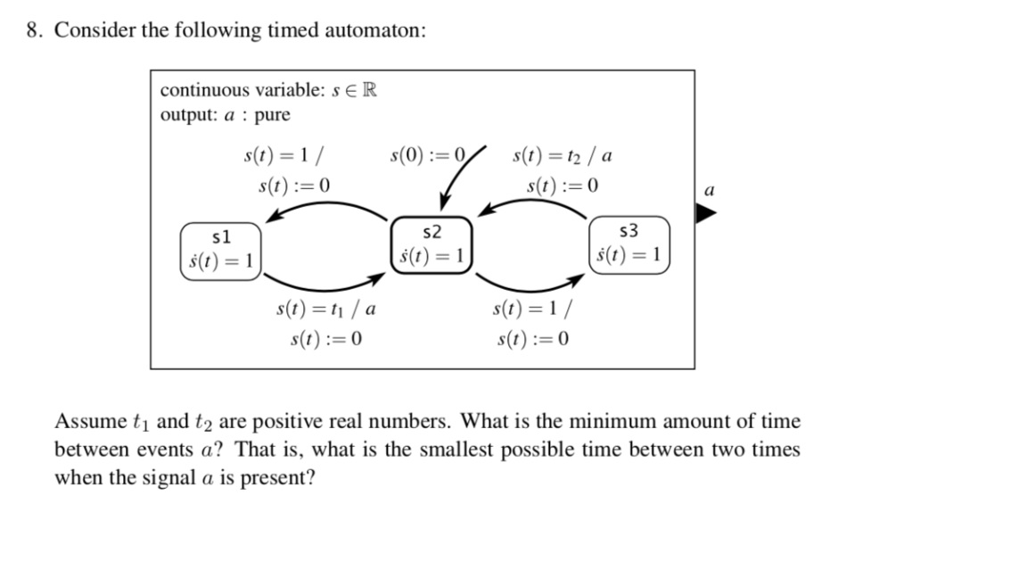 8. Consider the following timed automaton: continuous | Chegg.com