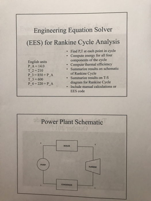 Solved Engineering Equation Solver (EES) for Rankine Cycle | Chegg.com