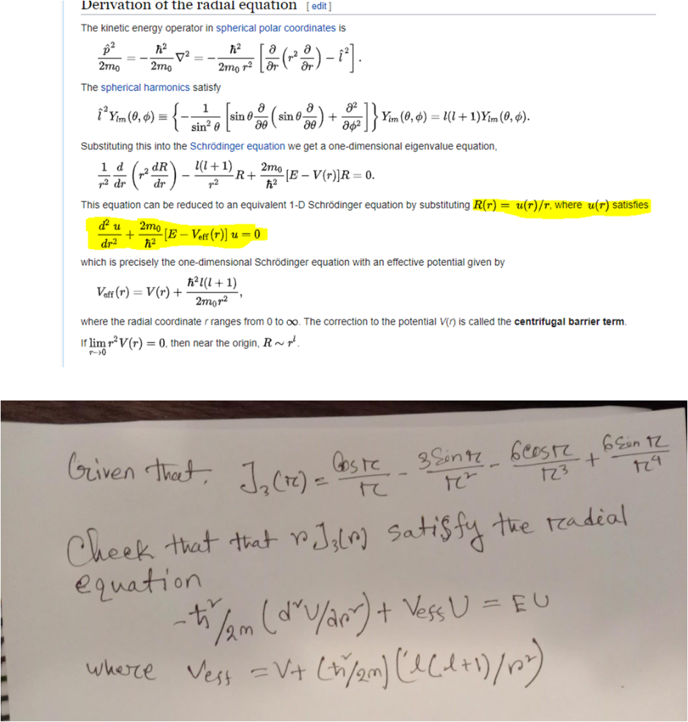 Solved Derivation of the radial equation [edit] The kinetic | Chegg.com