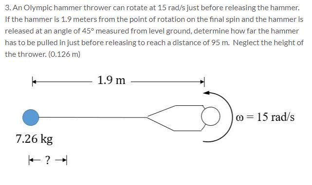 Solved 3. An Olympic hammer thrower can rotate at 15 rad/s | Chegg.com