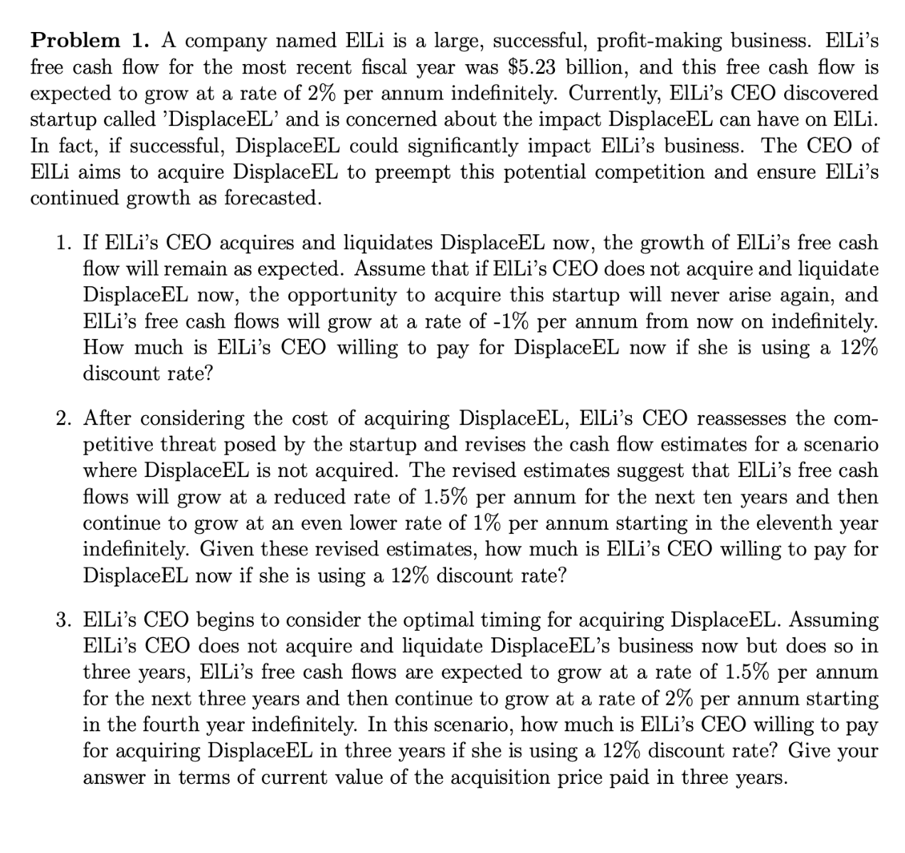 Solved Problem 1. ﻿A company named ElLi is a large, | Chegg.com
