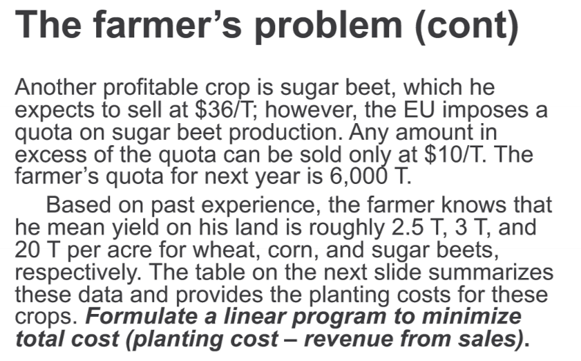 Solved Regarding the Farmer example that we did in class, do | Chegg.com