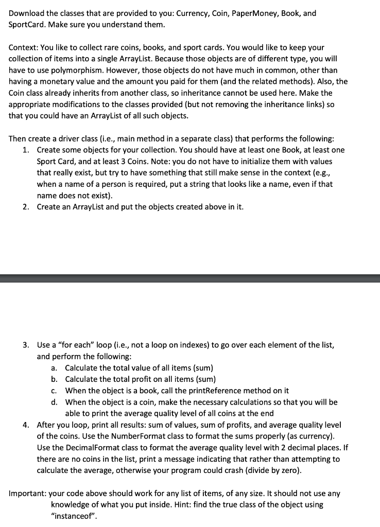 Solved Download the classes that are provided to you: | Chegg.com