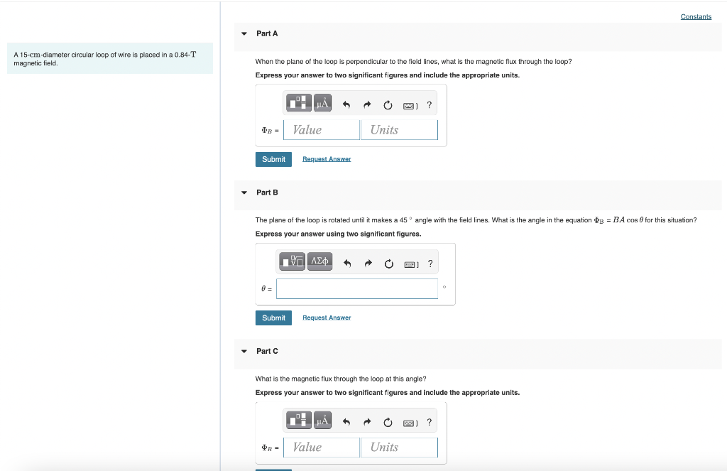 Solved Constants Part A A 15-cm-diameter circular loop of | Chegg.com