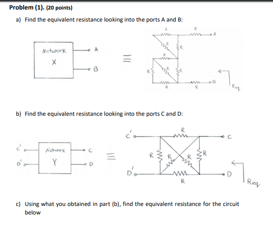 Solved Problem (1). (20 points) a) Find the equivalent | Chegg.com