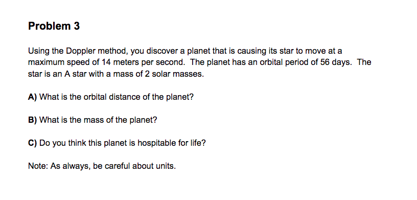 Solved Problem 3 Using the Doppler method, you discover a | Chegg.com