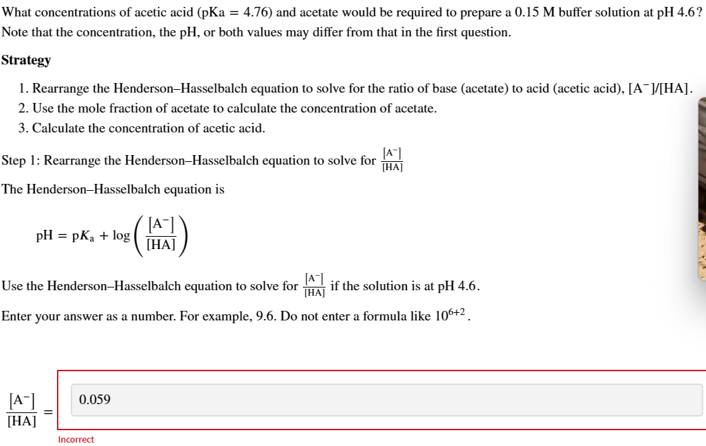 Solved What concentrations of acetic acid (pKa=4.76) and | Chegg.com