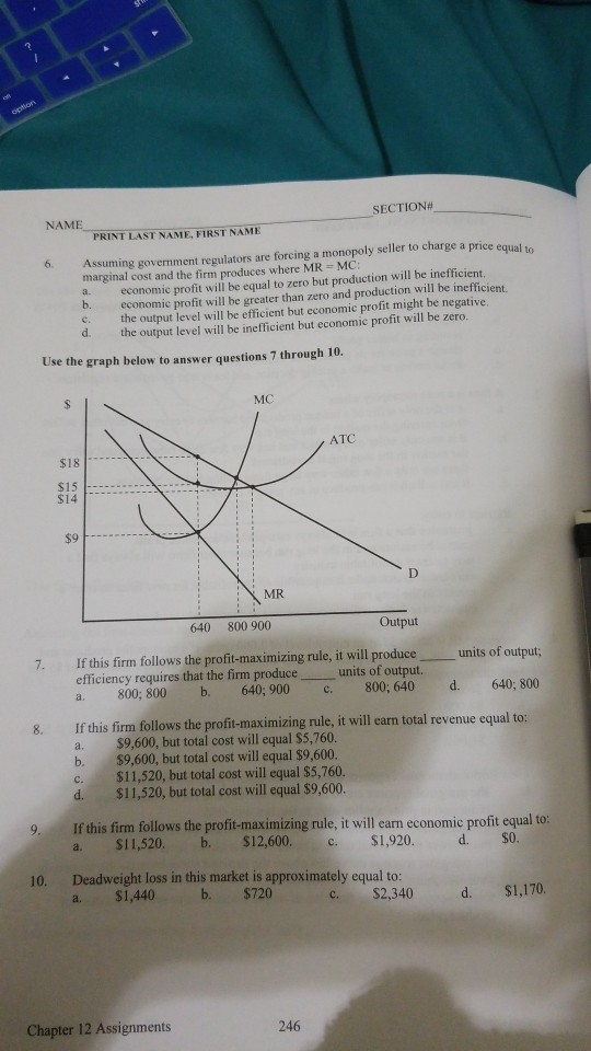 Solved SECTION NAME PRINT LAST NAME, FIRST NAME Assuming | Chegg.com