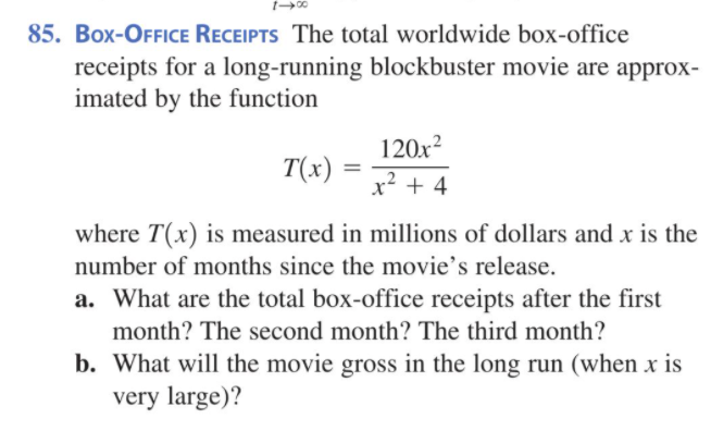 Solved 85. Box-OFFICE RECEIPTS The total worldwide | Chegg.com